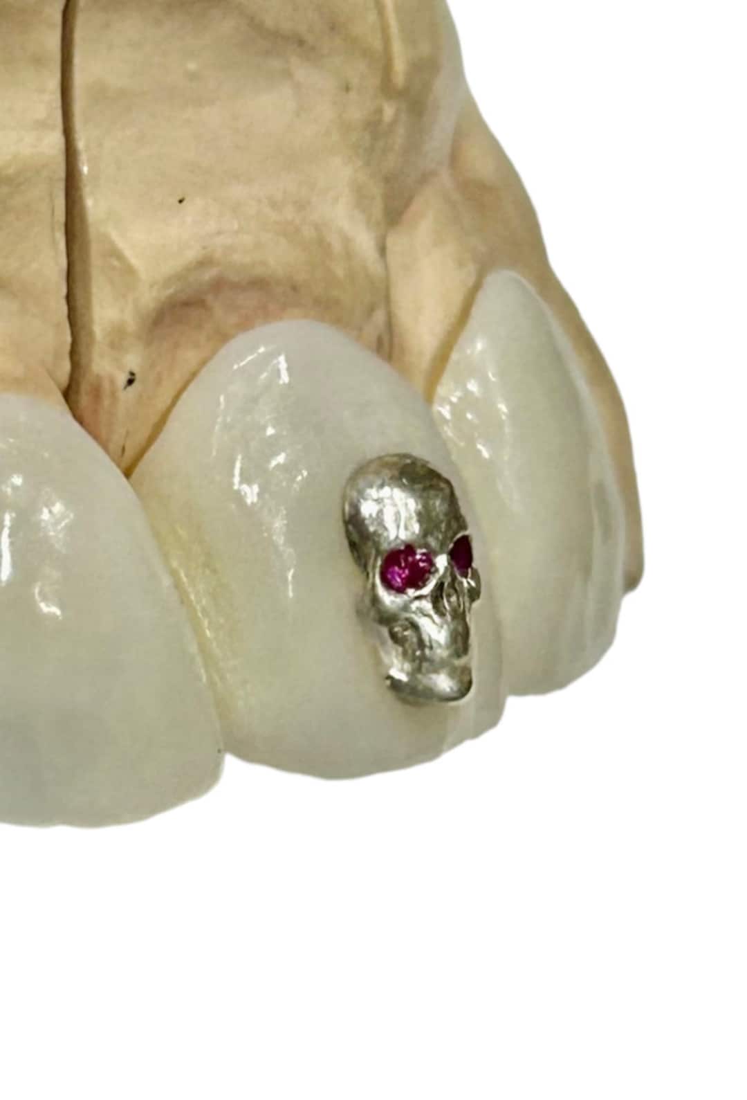 Teeth Gems 18 K Skull With Rubies 3-D - Etsy