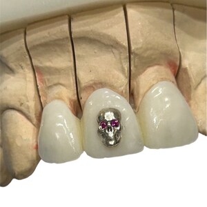 Teeth Gems 18 K Skull With Rubies 3-D - Etsy