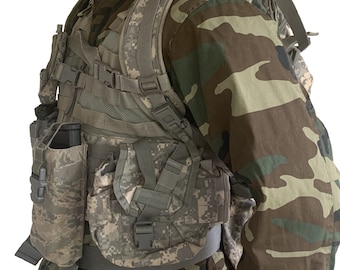 Molle II US Army Fighting Load Carrier FLC Tactical Vest W/ 9 Pouches ...