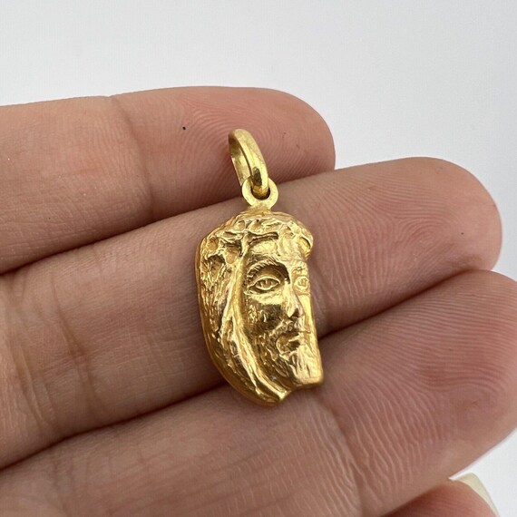 Vintage italian solid 18ct gold jesus christ head cha… - Gem