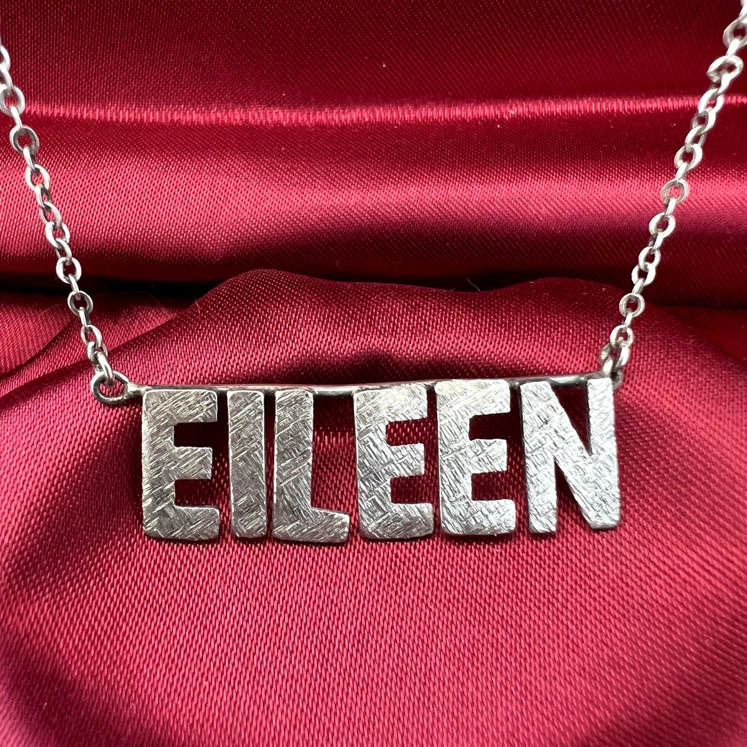 Vintage Silver 925 Name Tag Identity Eileen Textured Collar - Etsy