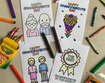 Grandparents Day Coloring Cards - Etsy