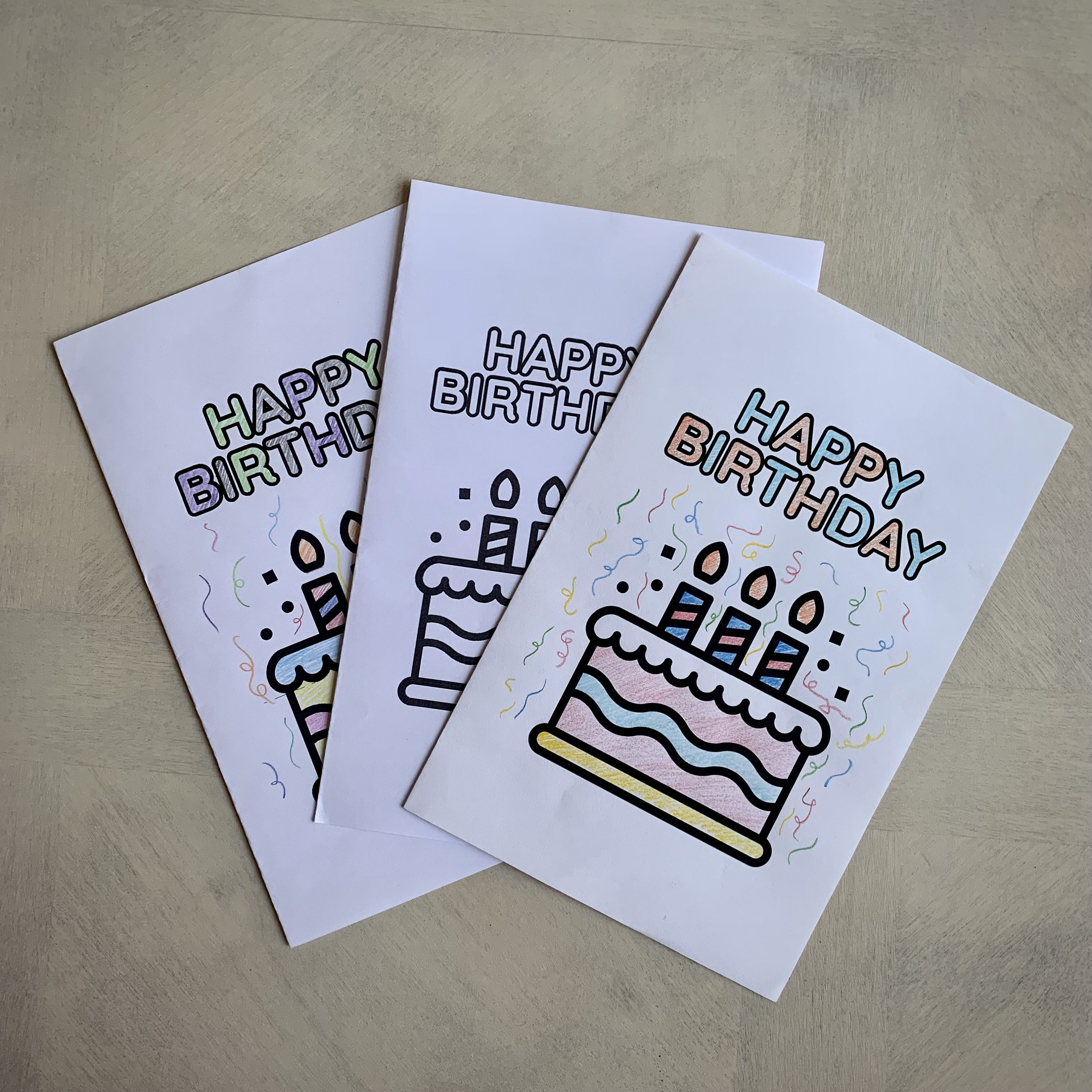 Birthday Coloring Cards With Coloring Supplies - Etsy