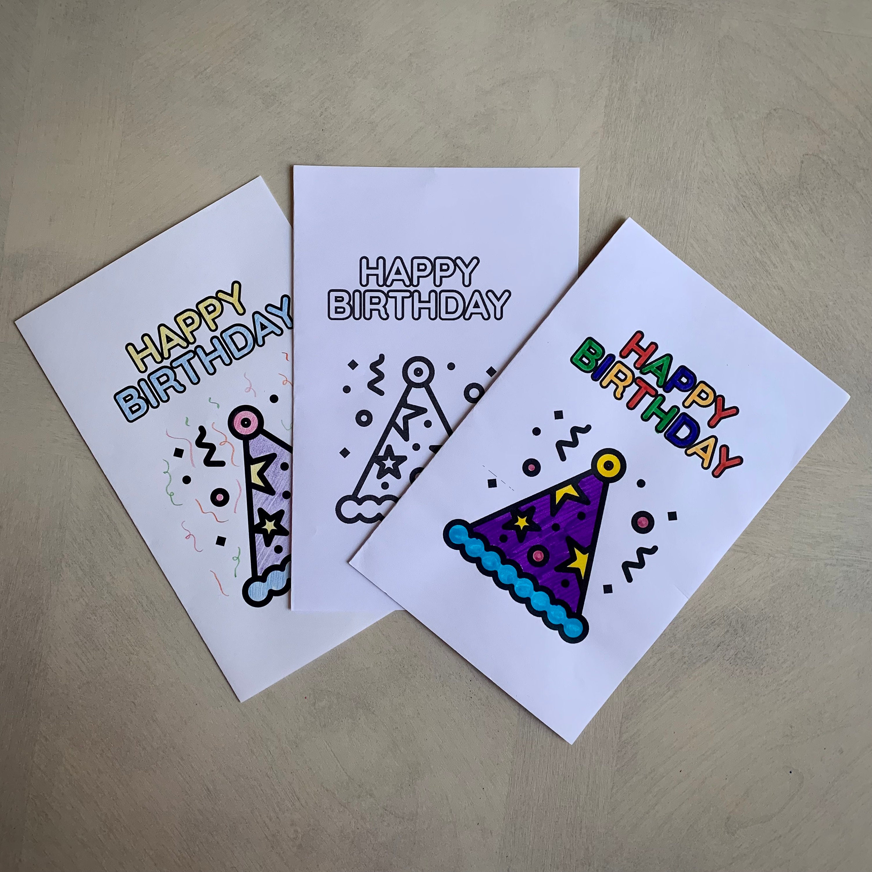 Birthday Coloring Cards With Coloring Supplies - Etsy