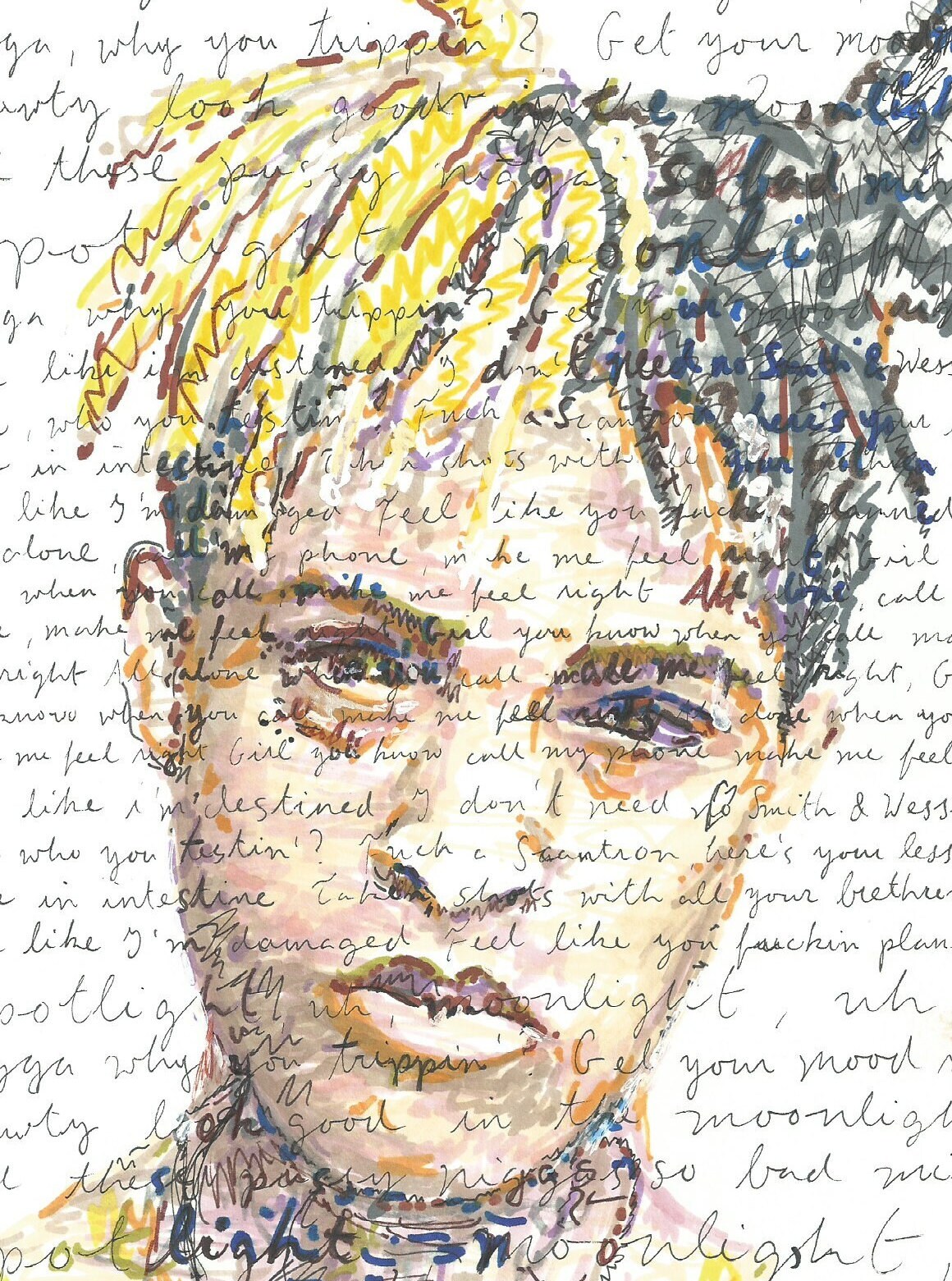 Moonlight, Hand-painted Portrait of Rapper XXX Tentacion, a High ...