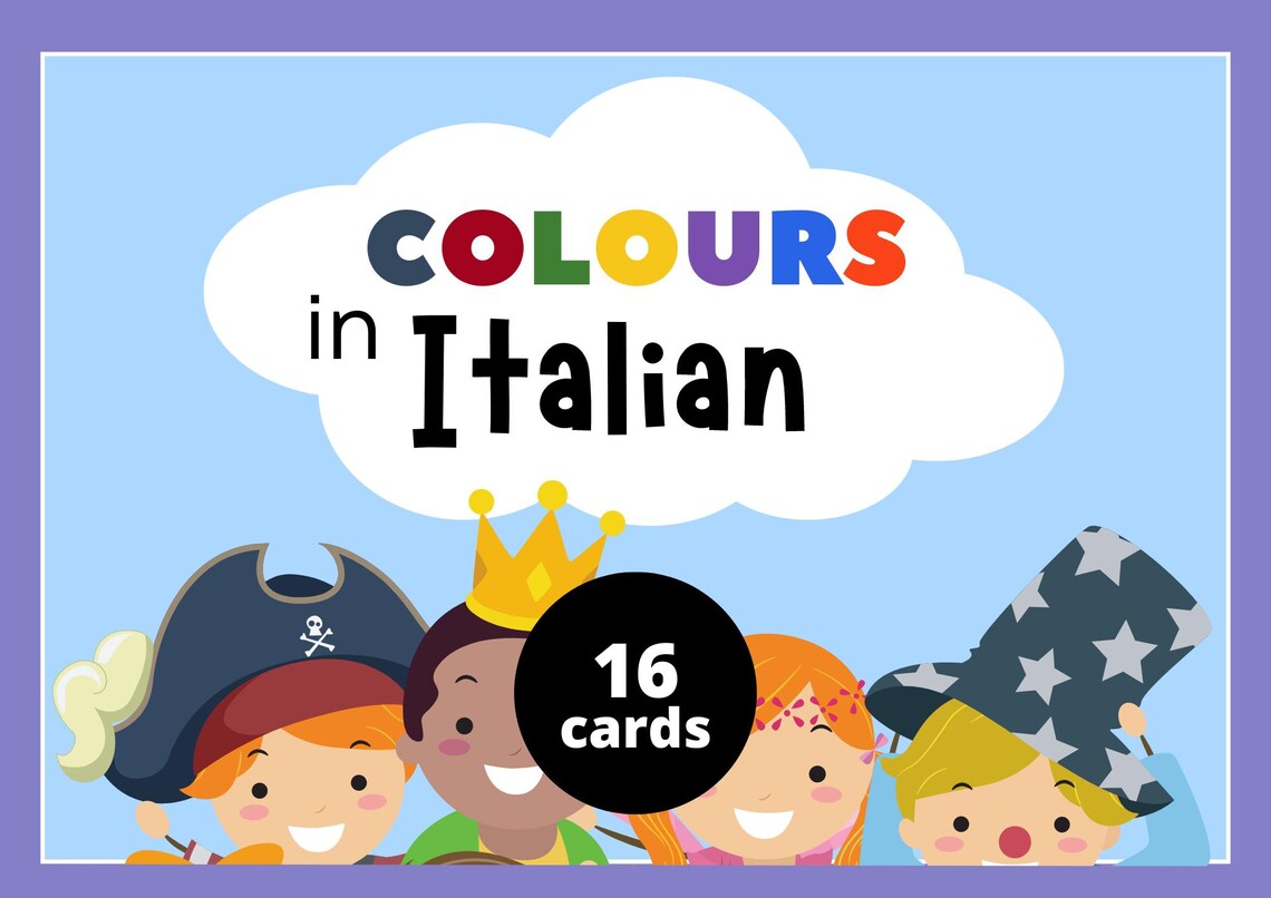 Italian Colors Flashcards for Kids | Educational Digital Download ...