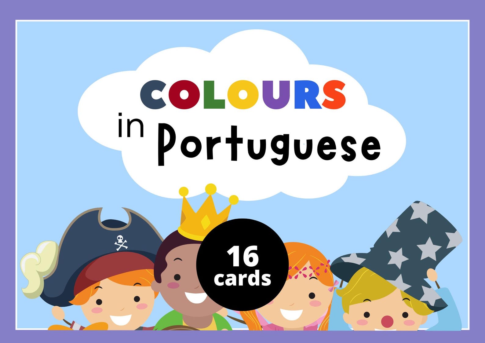 Portuguese Colors Flashcards for Kids | Educational Digital Download ...