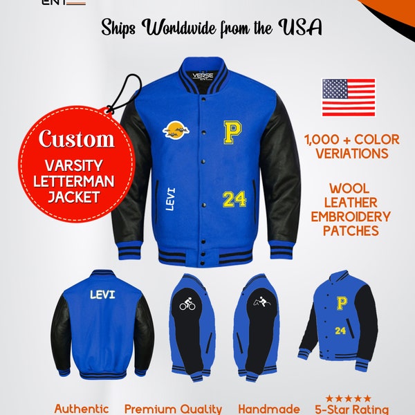 Royal Blue Letterman Jacket - Etsy
