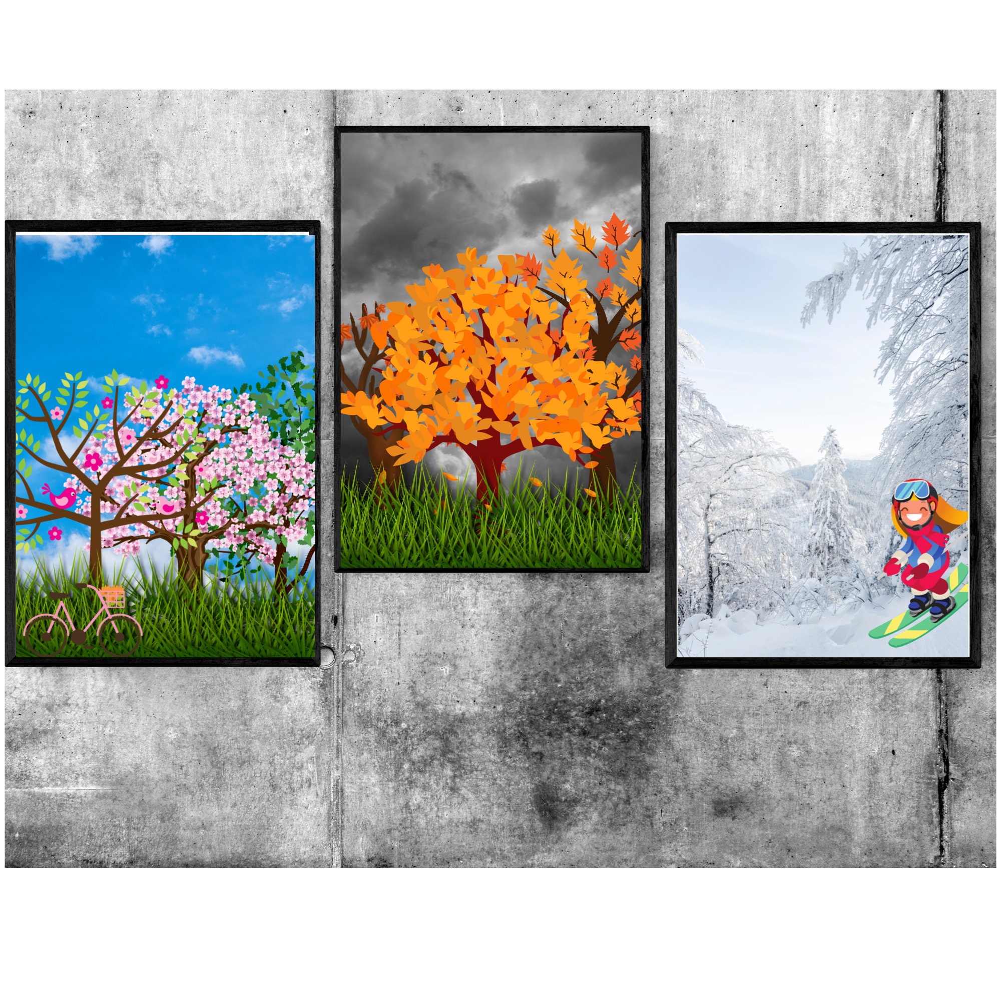 Four Seasons Educational Poster Printable Montessori Method Home Decor ...