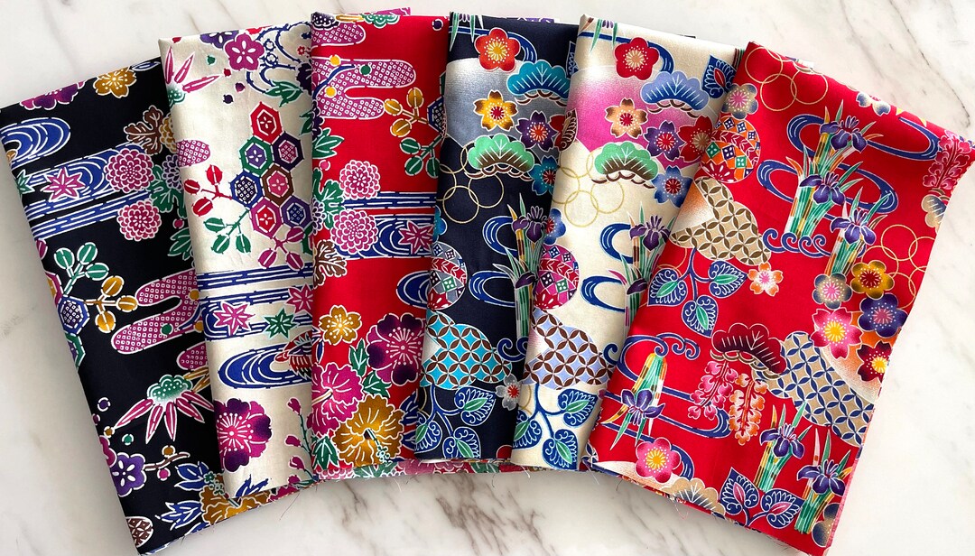 6 Okinawa Bingata - Fat Eighth Fabric Bundle: Cotton 100% - Perfect for ...