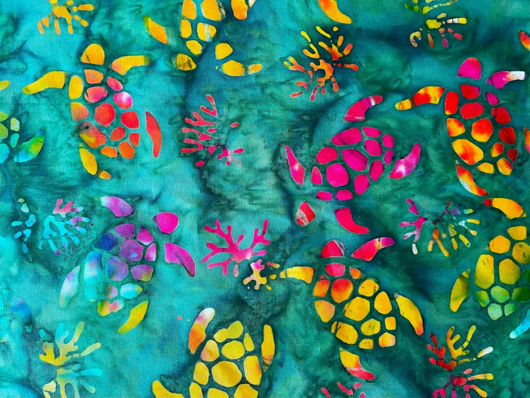 SEA TURTLE HONU - Batik - Green - Hawaiian Asian Fabric - Half Yard - Etsy