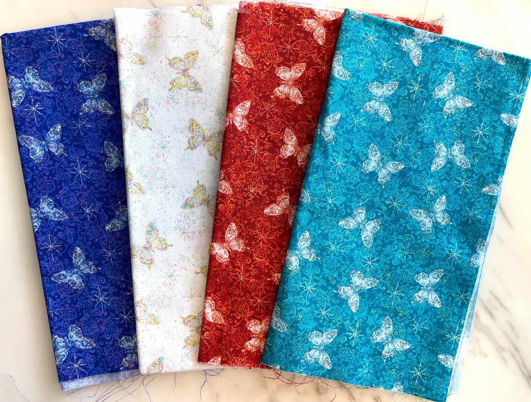 Twilight Butterflies 4 Fat Eighth Bundle Blue, White, Red, and Teal ...