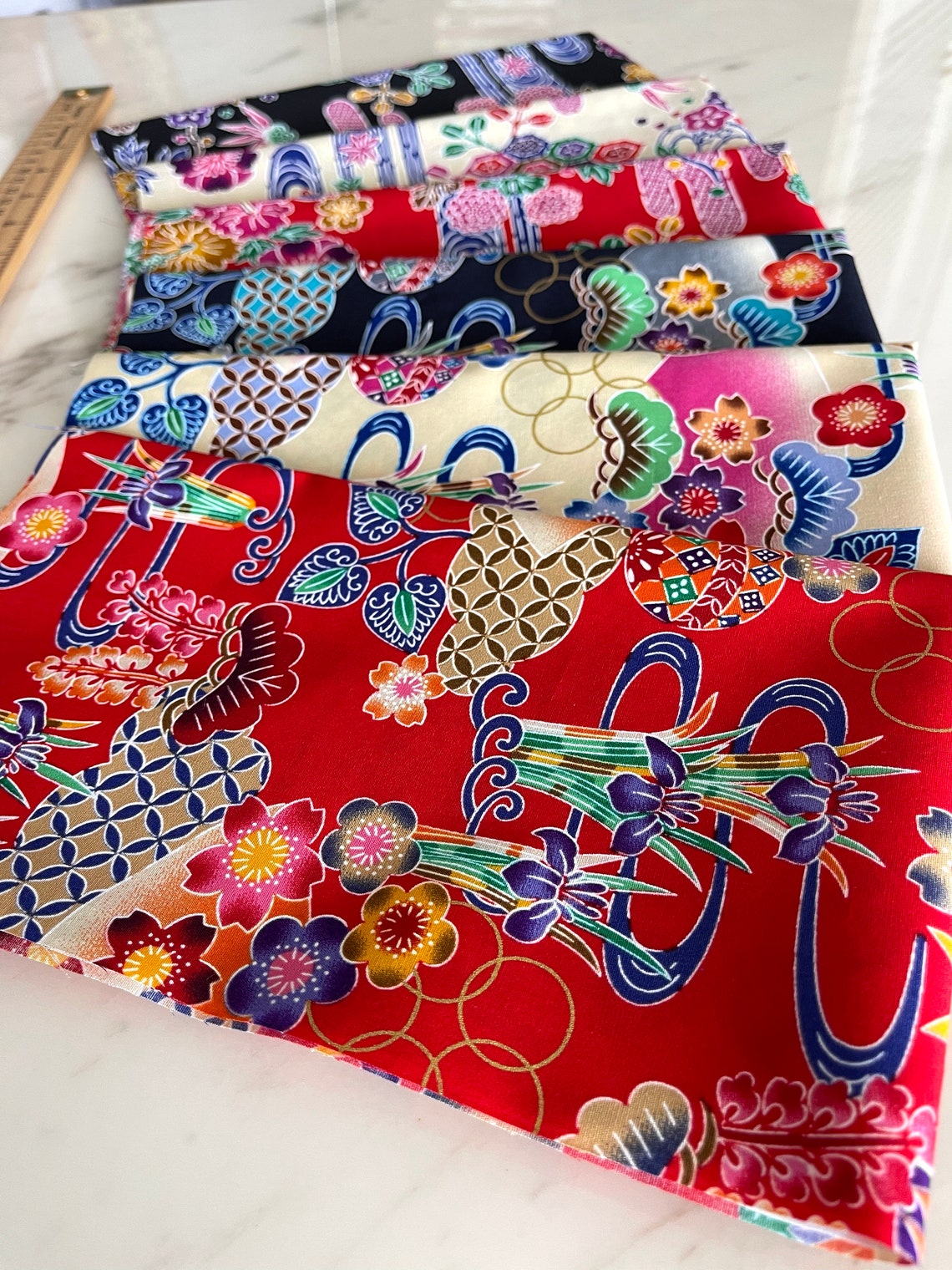 6 Okinawa Bingata - Fat Eighth Fabric Bundle: Cotton 100% - Perfect for ...