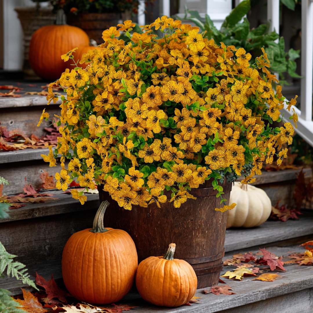 UV Resistant Artificial Yellow Mums: Outdoor Fake Flowers - Etsy