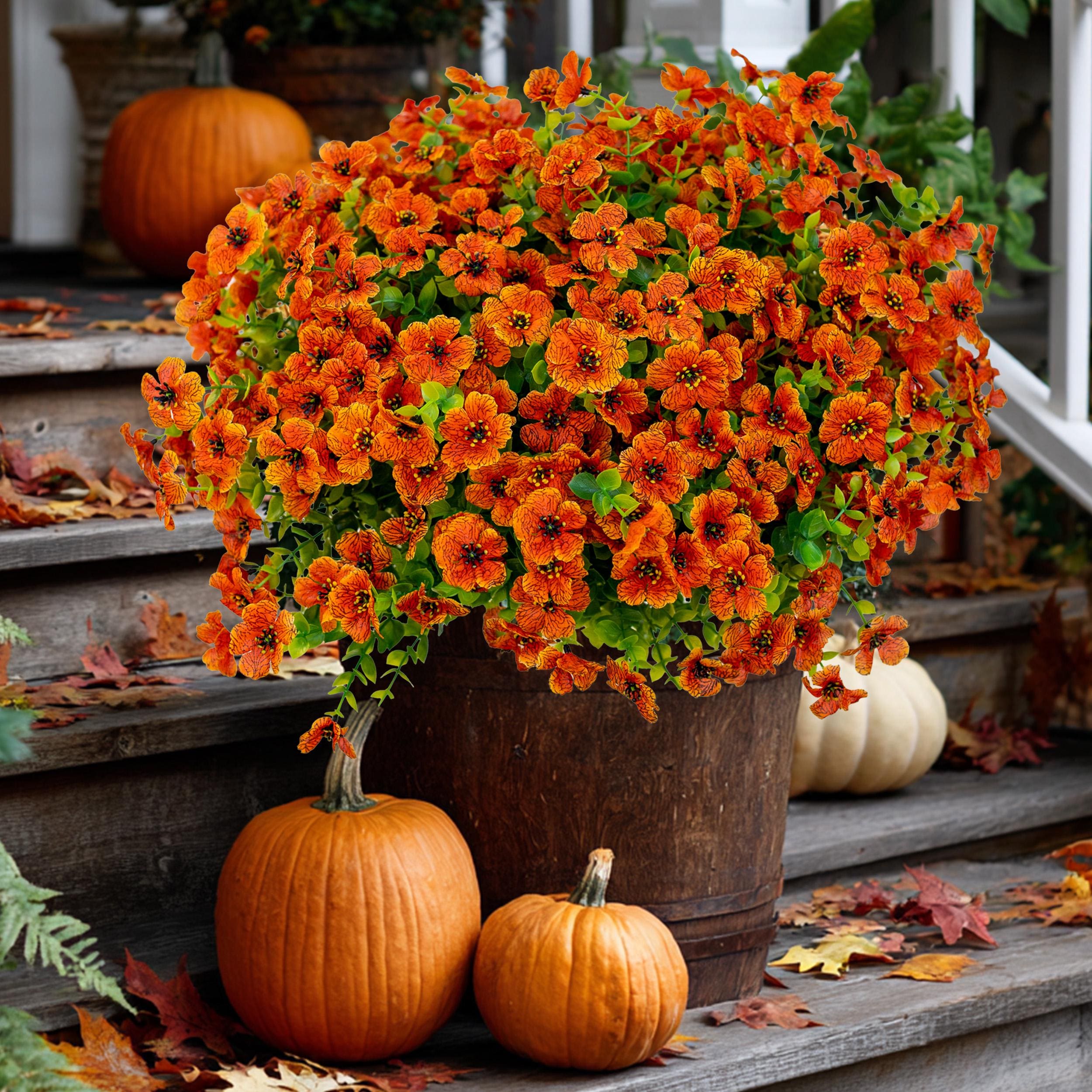 Artificial Mums Flowers: UV Resistant Outdoor Fall Decor - 16 Bundles ...