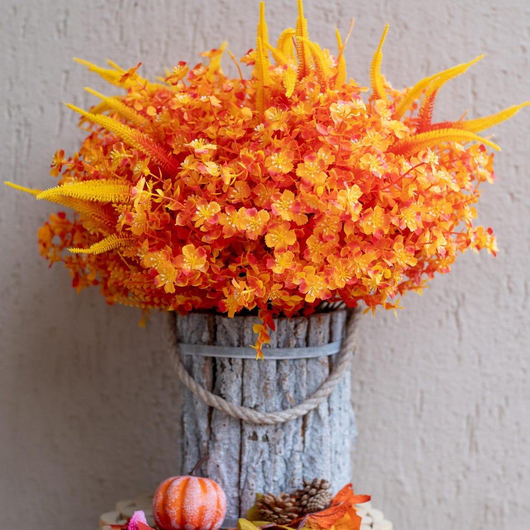 Artificial Mums Flowers: 16 Bundles Orange Yellow Fall Decor - Etsy