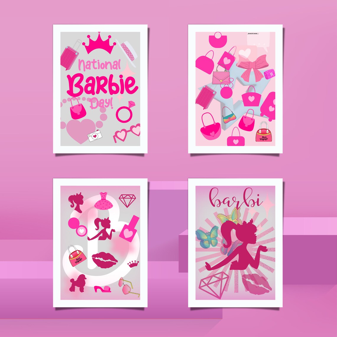 Barbie Digital Wall Art Set of 4 Barbie Wall Art Instant Download ...