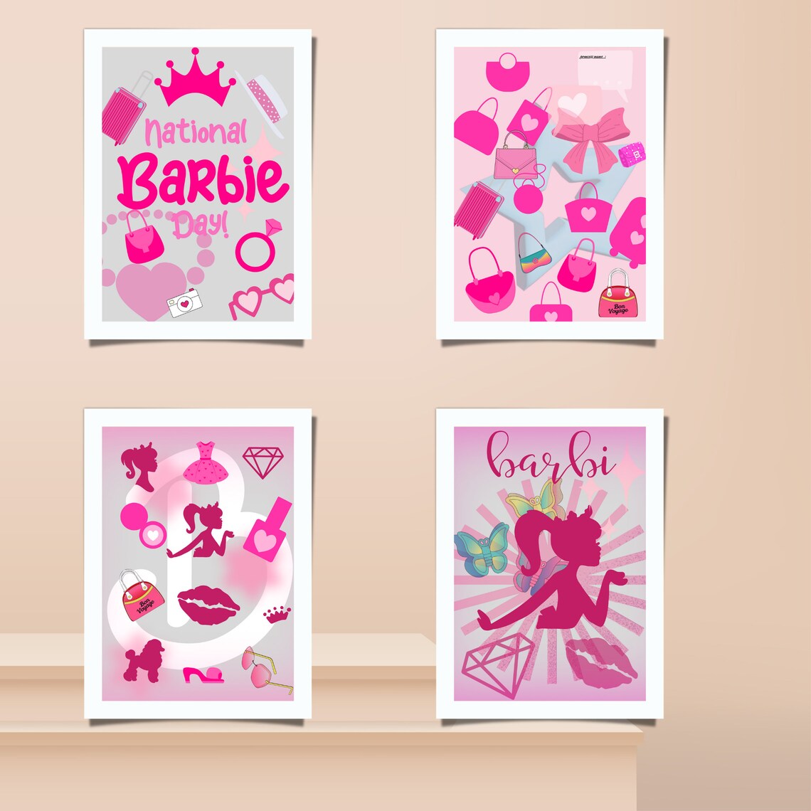 Barbie Digital Wall Art Set of 4 Barbie Wall Art Instant Download ...