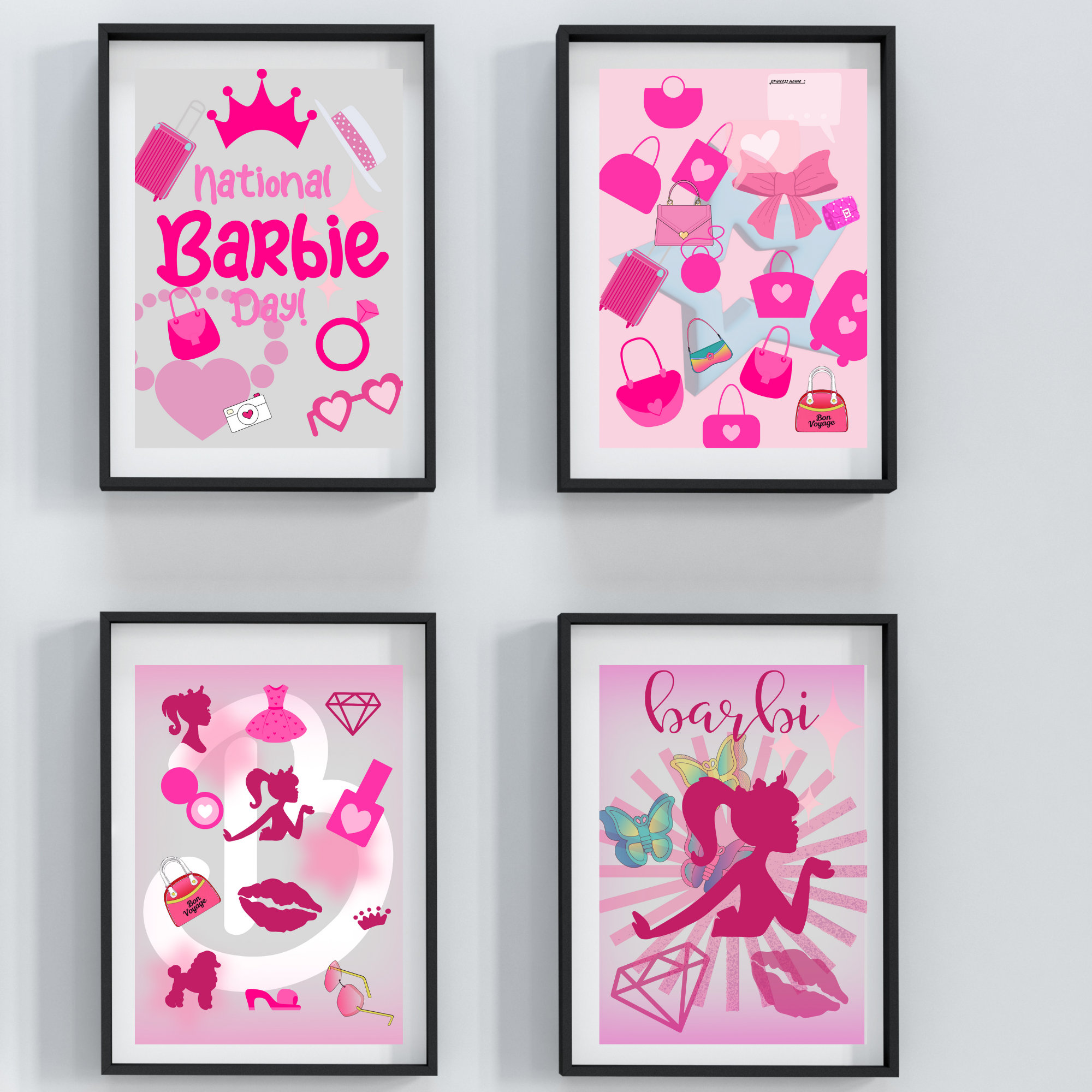 Barbie Digital Wall Art Set of 4 Barbie Wall Art Instant Download ...