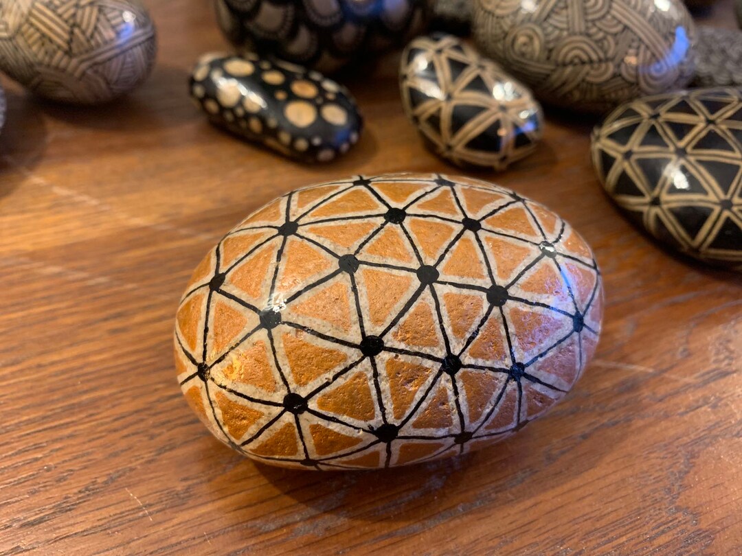 Hand-painted Graphic Pebble - Etsy
