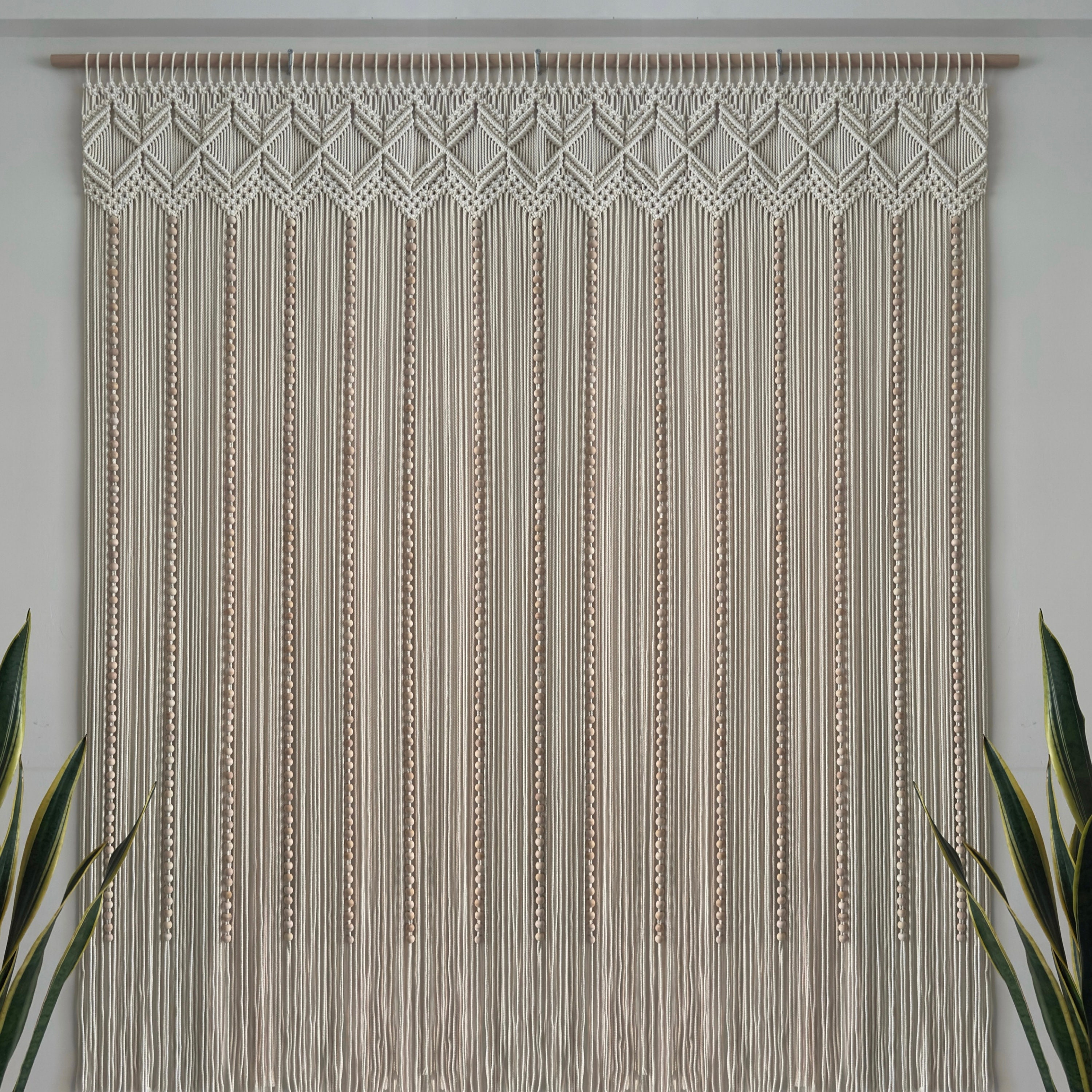 Handmade Wooden Bead Macrame Curtain: Bohemian Window Decor - Etsy