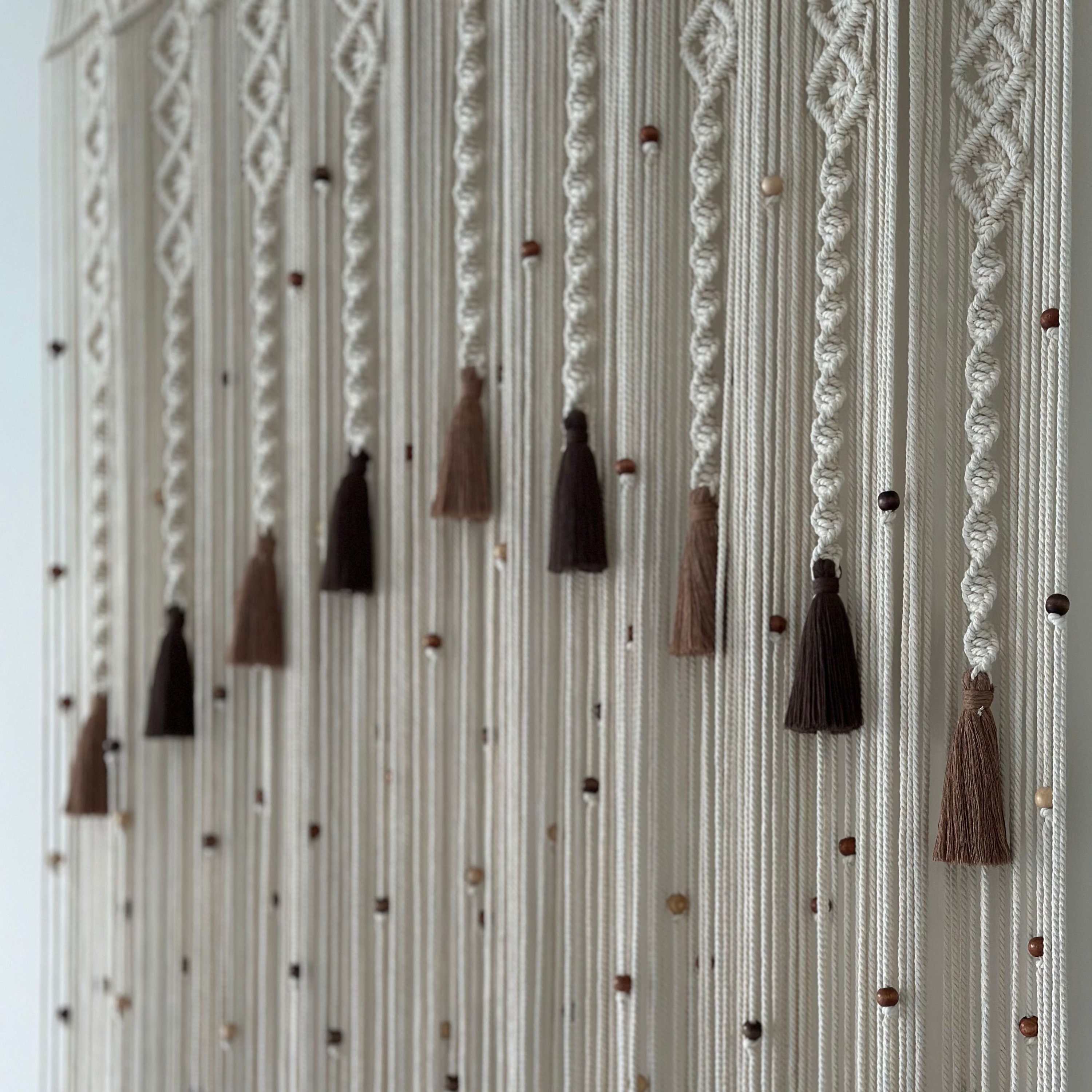 Custom Macrame Curtain: Handmade Wooden Beaded Boho Decor - Etsy