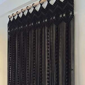 Handcrafted Black Macrame Curtain: Boho Chic Window or Door Decor - Etsy