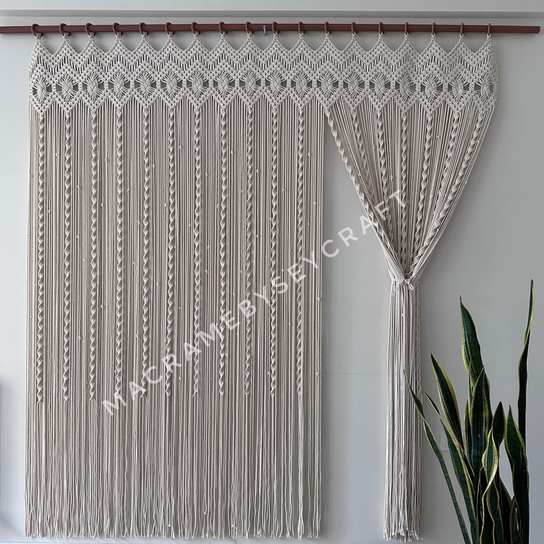 Handmade Macrame Curtain, Bohemian Door Curtain, Macrame Window ...