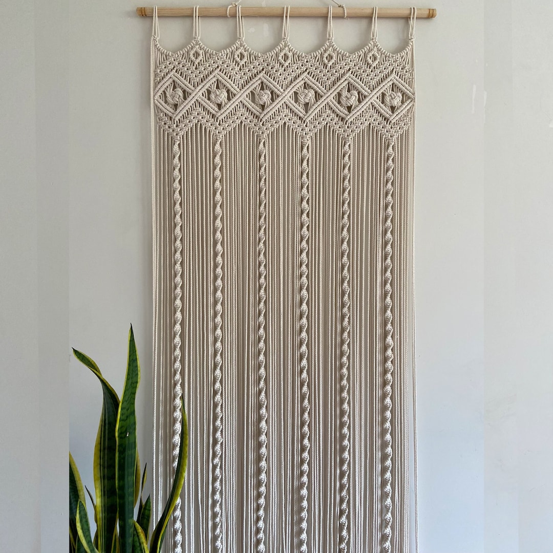Boho Macrame Curtains: Handcrafted Cotton Room Divider - Etsy
