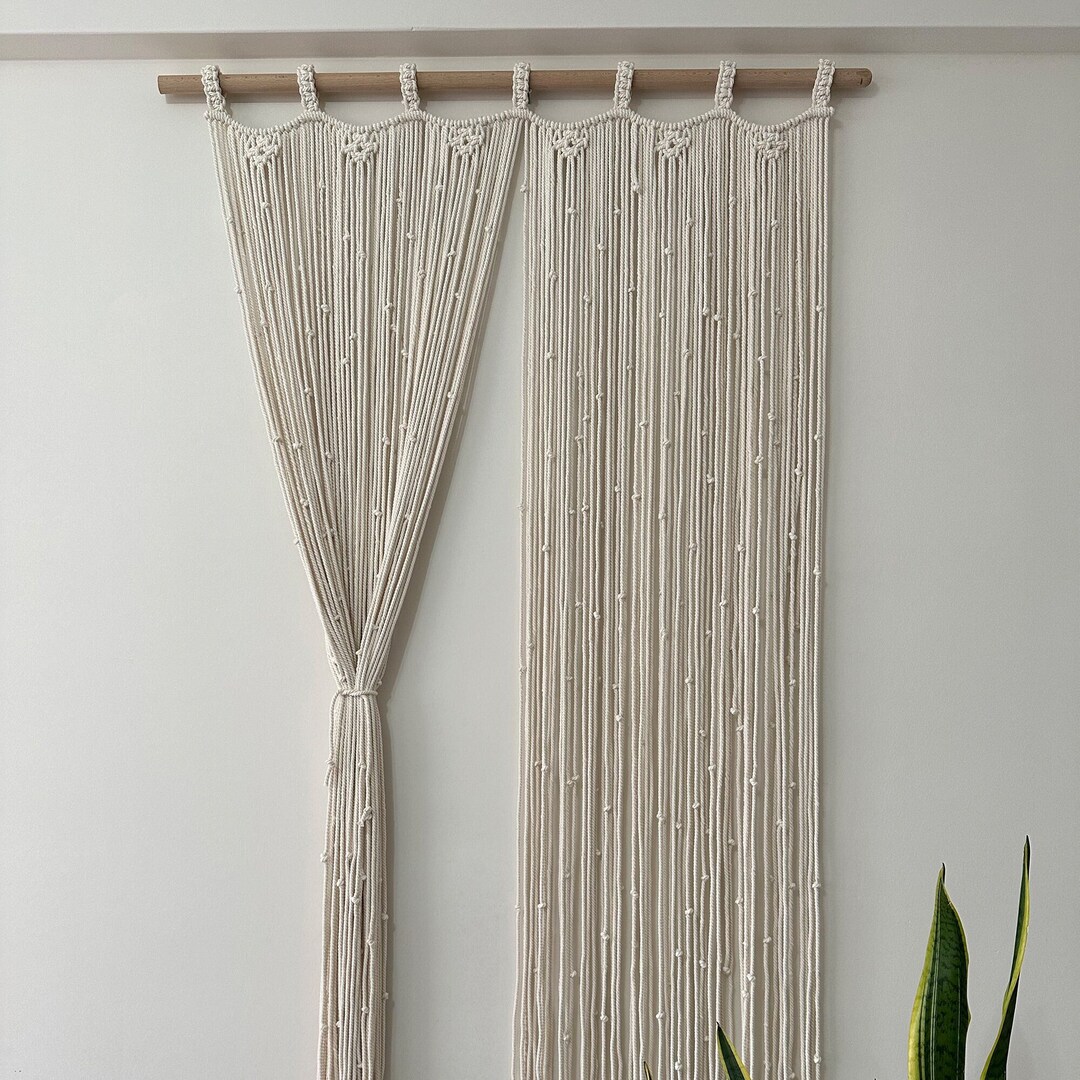 Custom Macrame Curtain: Bohemian Farmhouse Doorway Covering - Etsy