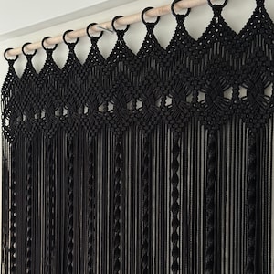 Handcrafted Black Macrame Curtain: Boho Chic Window or Door Decor - Etsy