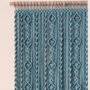 Handmade Turquoise Macrame Curtain for Window or Door Hanging ...