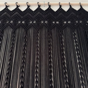 Handcrafted Black Macrame Curtain: Boho Chic Window or Door Decor - Etsy