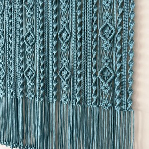 Handmade Turquoise Macrame Curtain for Window or Door Hanging ...