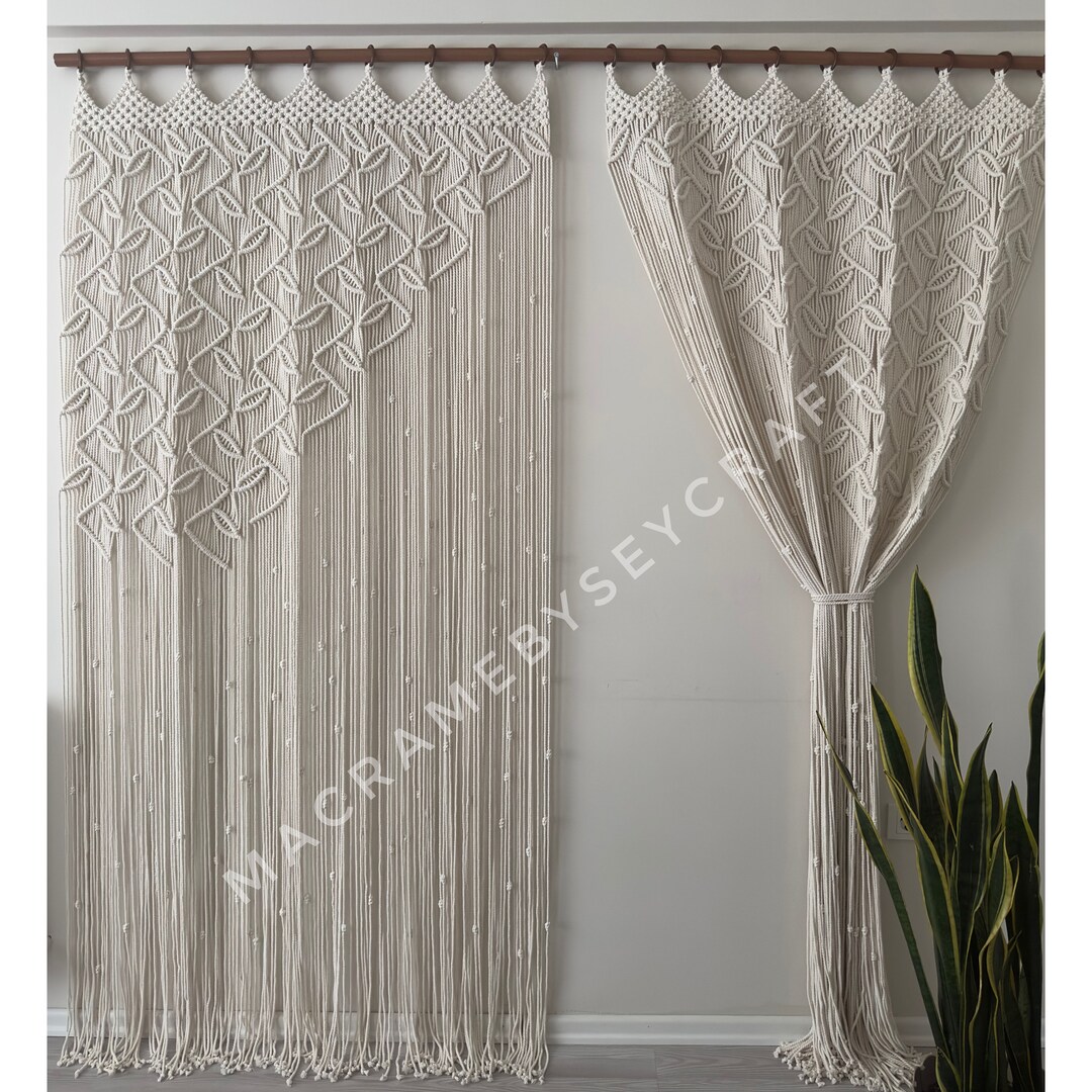 Macrame Curtain, Handmade Woven Wall Decor, Boho Home Accessory, Window ...