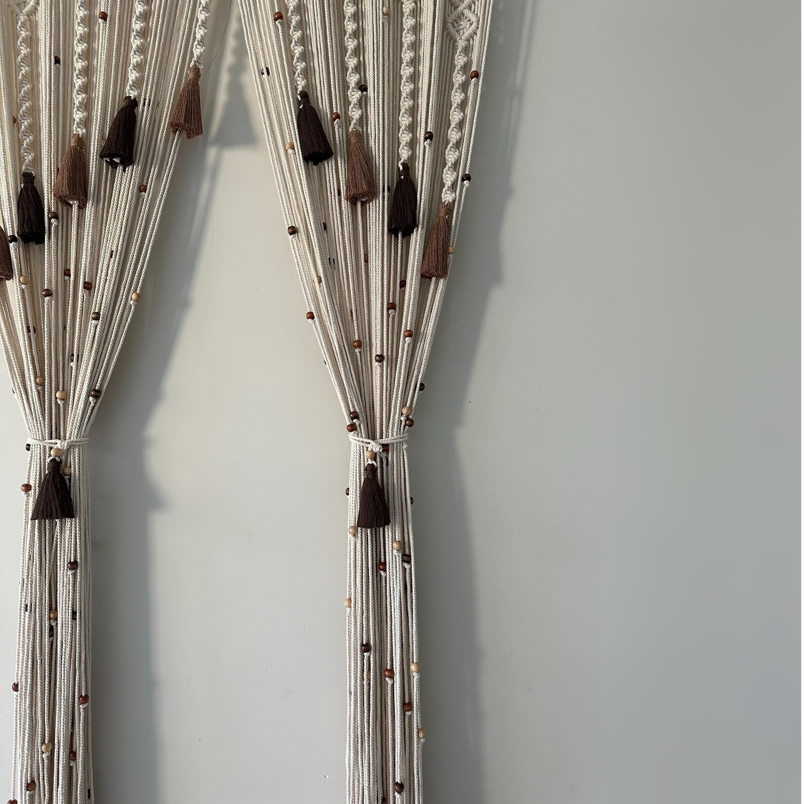 Custom Macrame Curtain: Handmade Wooden Beaded Boho Decor - Etsy