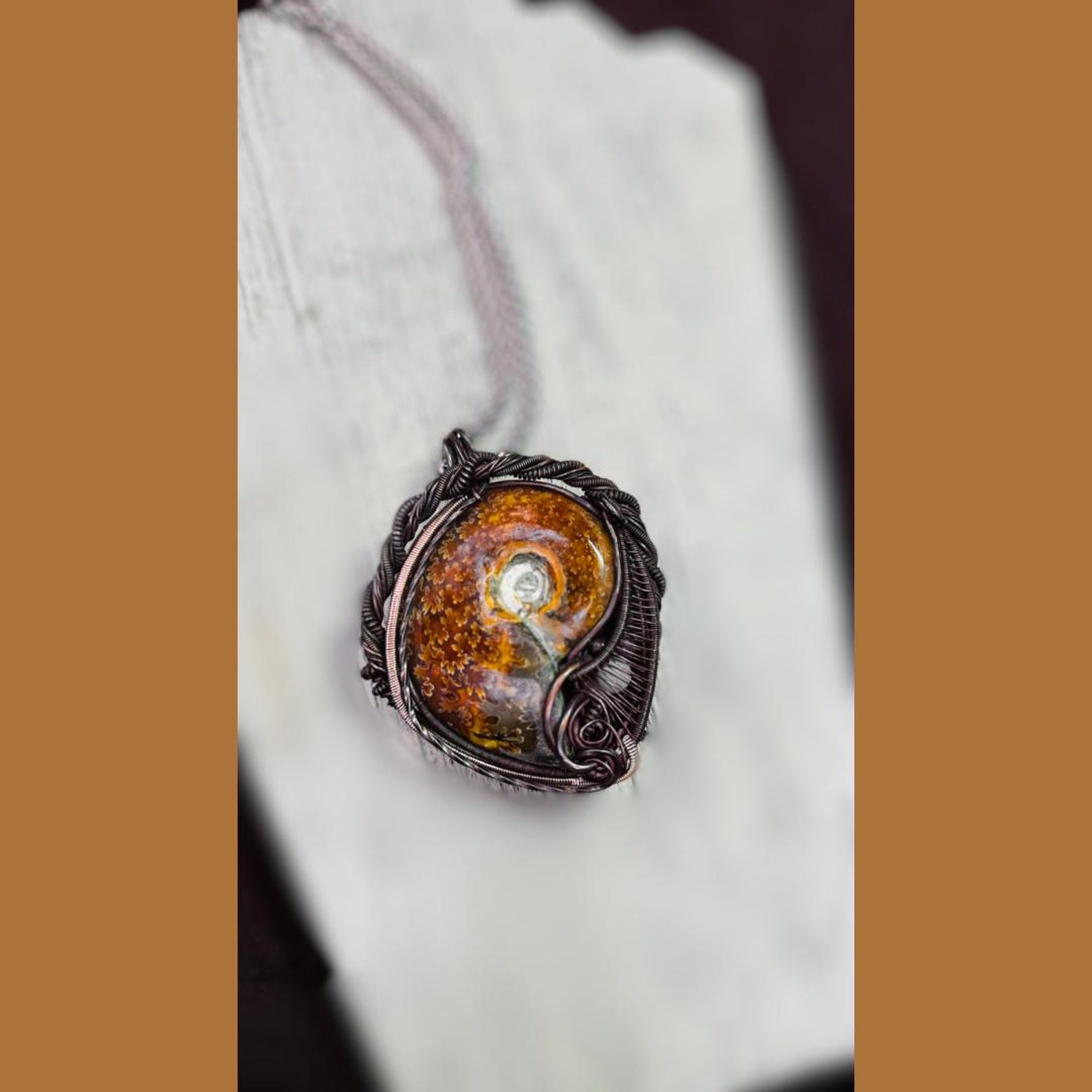 Ammonite Pendant in Copper & Rose Gold With Yooperlite - Hackmanite ...