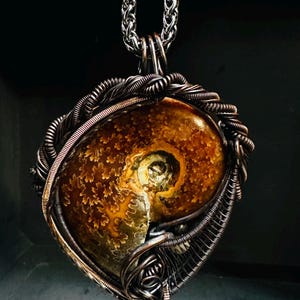 Ammonite Pendant in Copper & Rose Gold With Yooperlite - Hackmanite ...