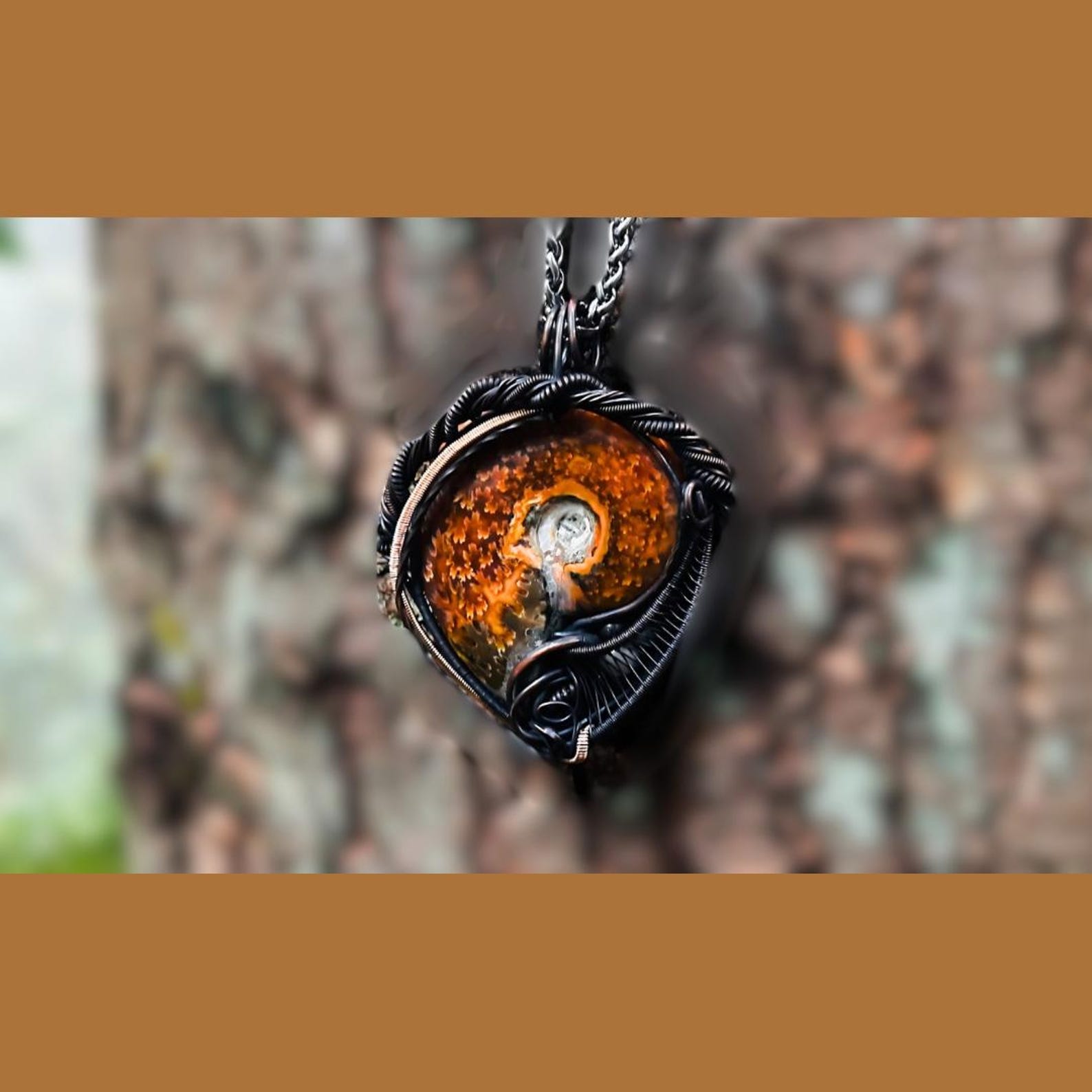 Ammonite Pendant in Copper & Rose Gold With Yooperlite - Hackmanite ...
