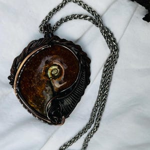 Ammonite Pendant in Copper & Rose Gold With Yooperlite Hackmanite ...