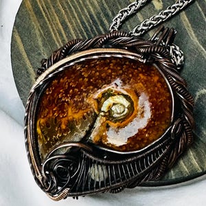 Ammonite Pendant in Copper & Rose Gold With Yooperlite - Hackmanite ...