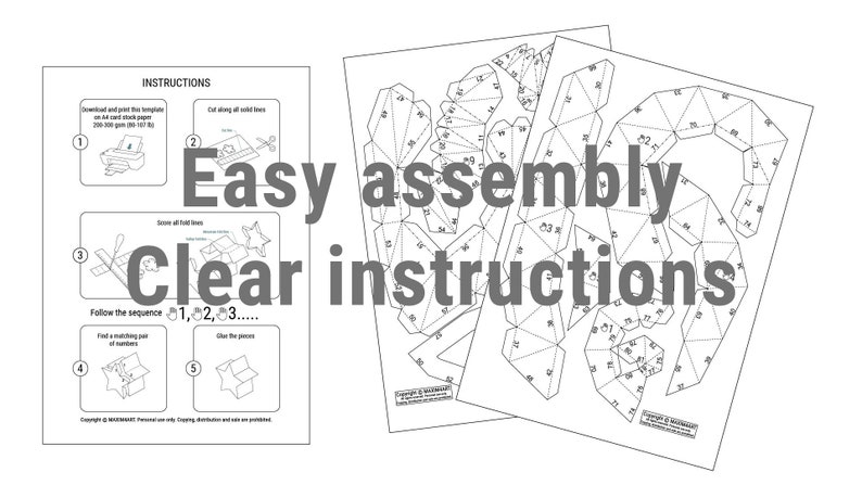 Elephant Head Wall Trophy Papercraft Template Origami PDF - Etsy