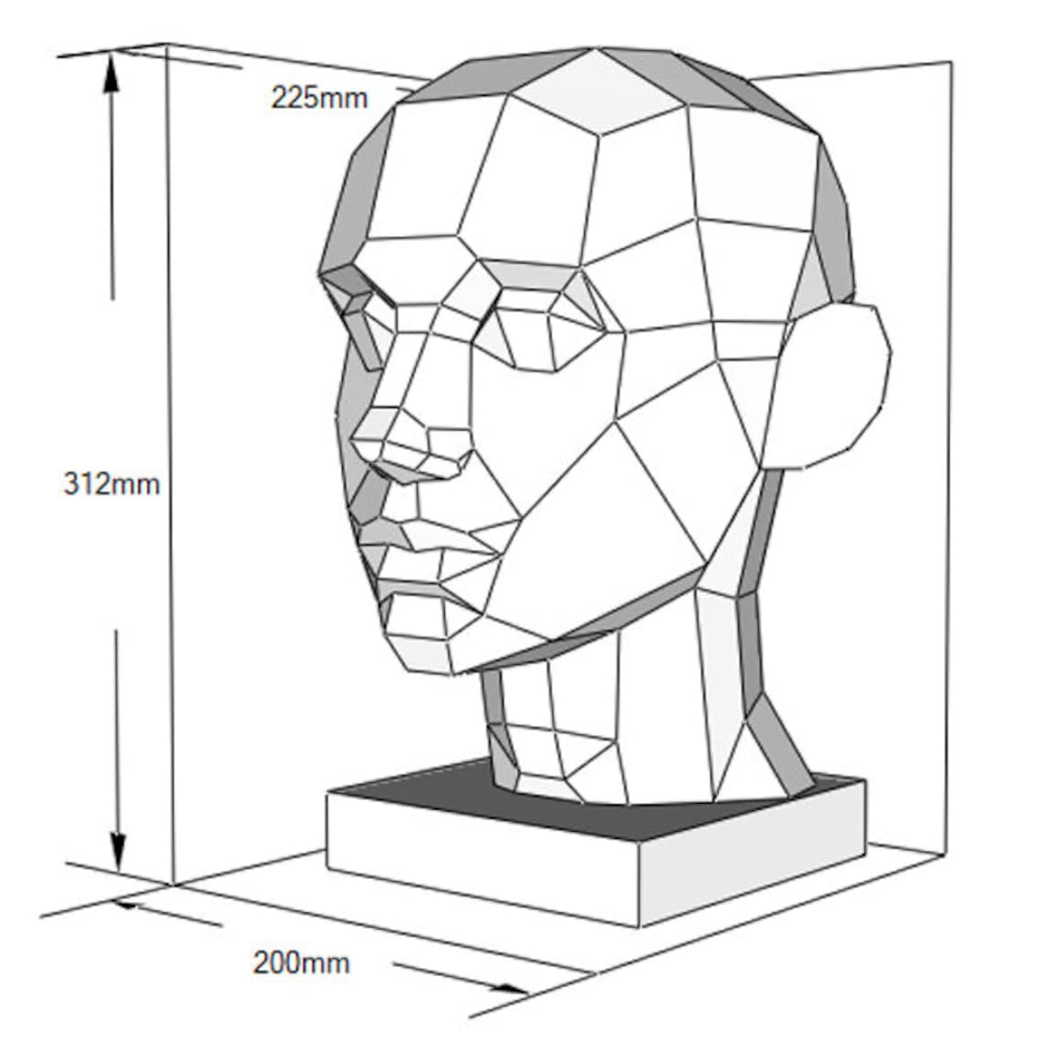 Low Poly Head. Asaro Head. Papercraft 3D - Etsy Canada