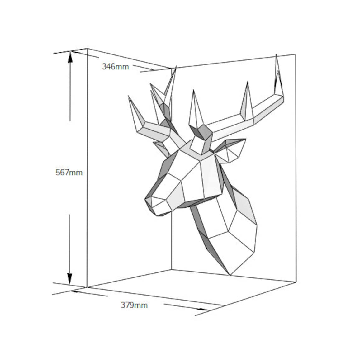 Plantilla de papercraft de trofeo de pared de cabeza de - Etsy España