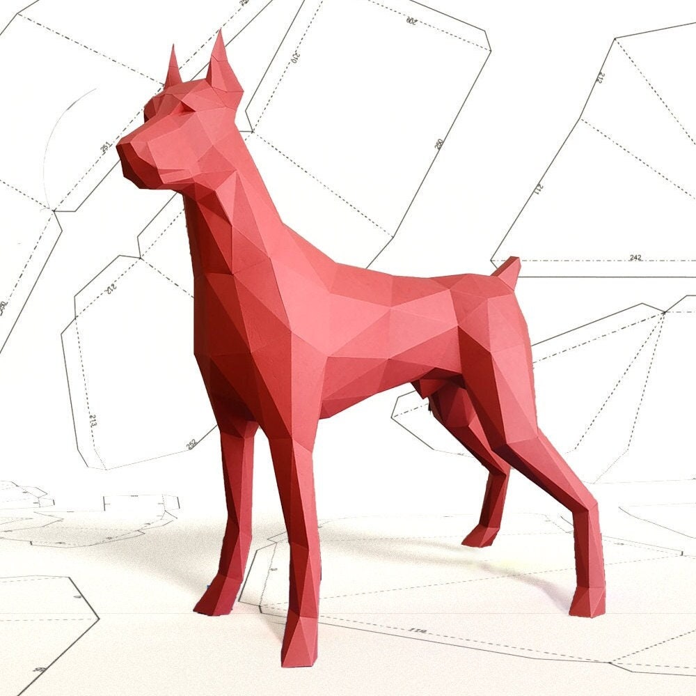 Doberman Dog. Papercraft 3D - Etsy
