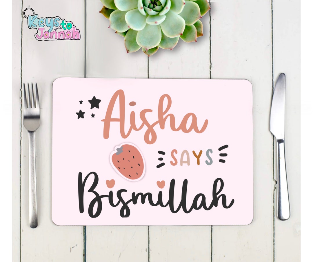 Personalised Muslim Kids Place Mat Islamic Eid Gift Say Bismillah ...