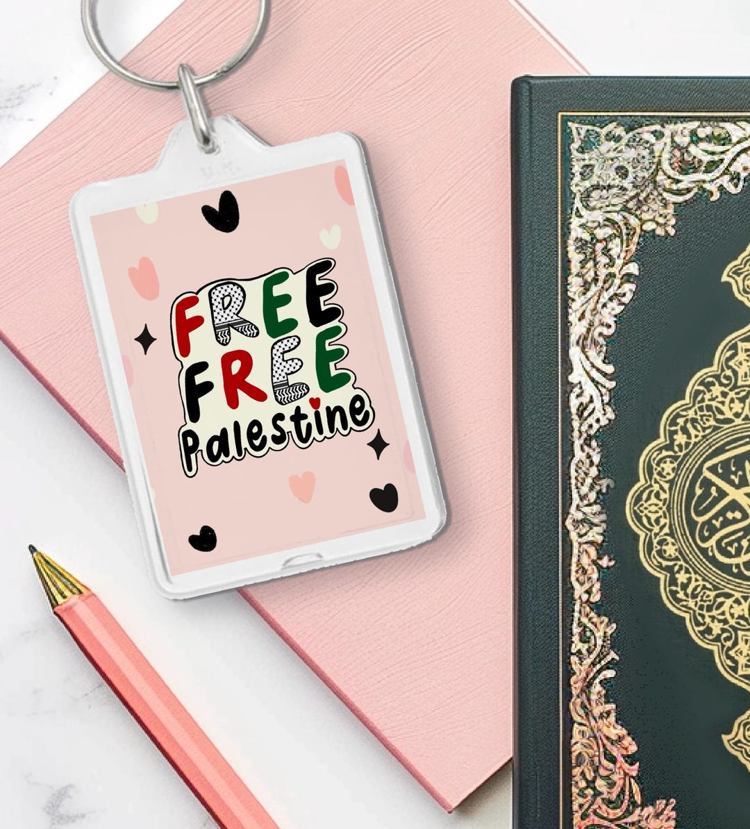 Free Palestine Keychain, Make Dua for Palestine Keyring, Palestine ...