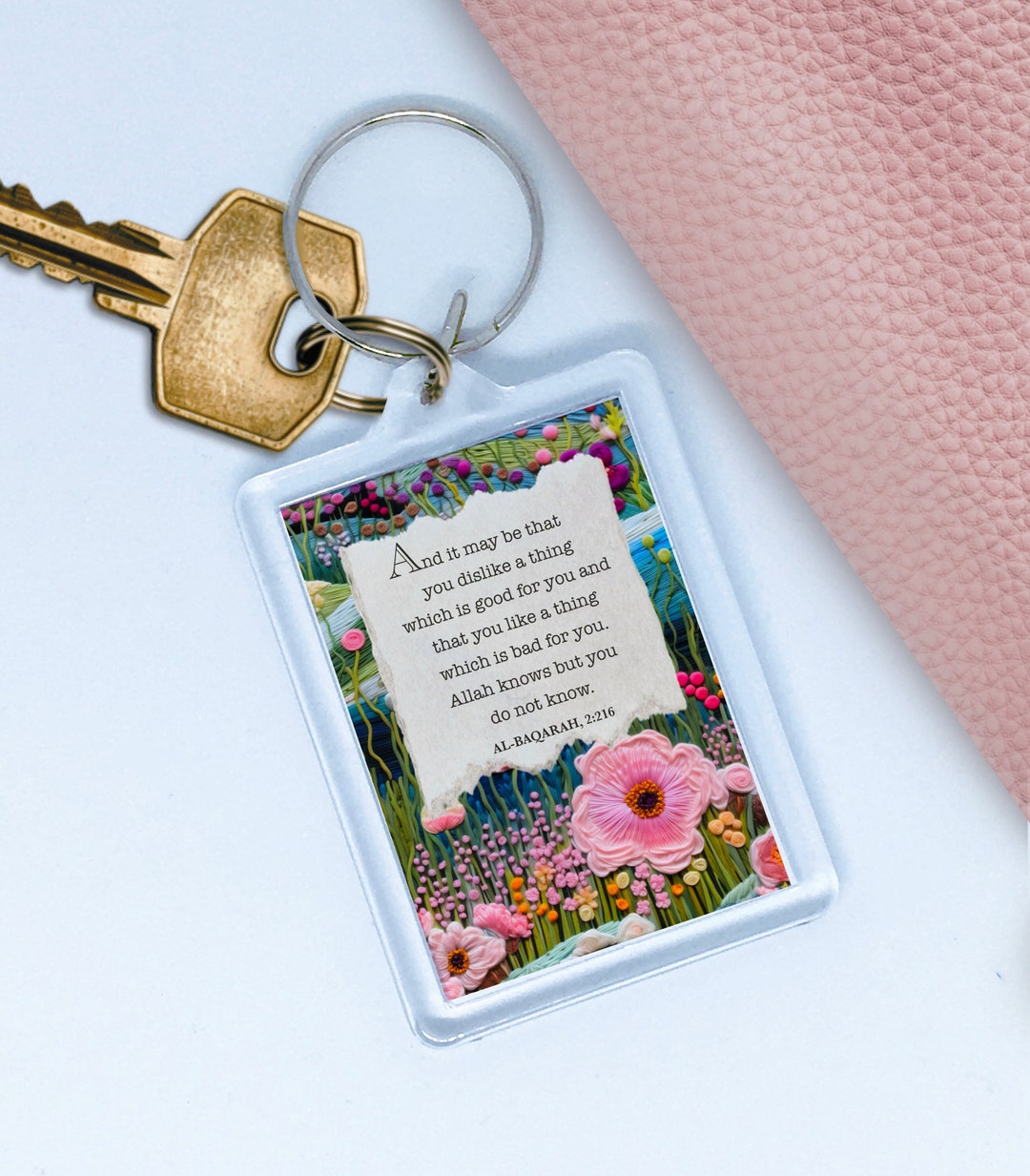 Quran Islamic Keyring, 3d Floral Embroidery, Allah Keychain, Islamic ...