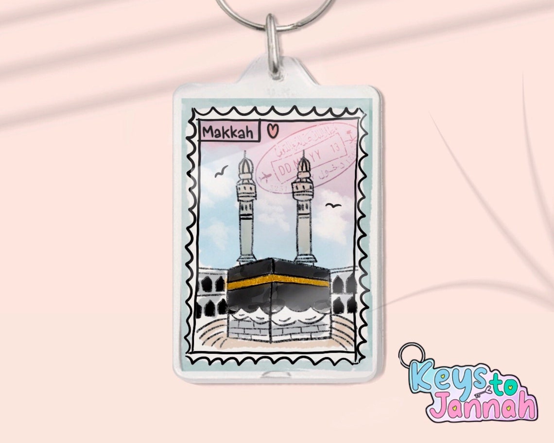 Eid Gift Keyring Kaaba Keychain Makkah Hand Drawn Makkah - Etsy