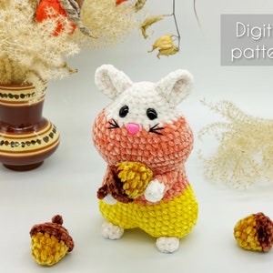 Crochet Pattern the Candy Corn Hamster Velvet Amigurumi Fluffy Toy ...